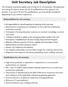 The Ultimate Unit Secretary Job Description Guide for Hiring Managers
