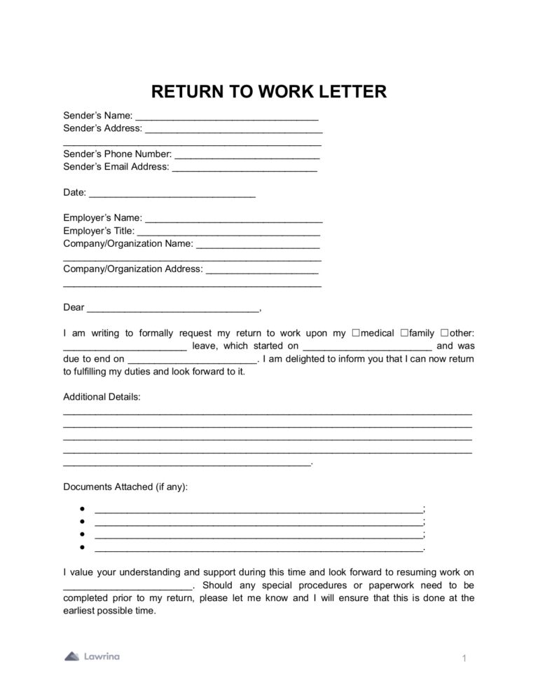 Your Guide to a Successful Return-to-Work Letter