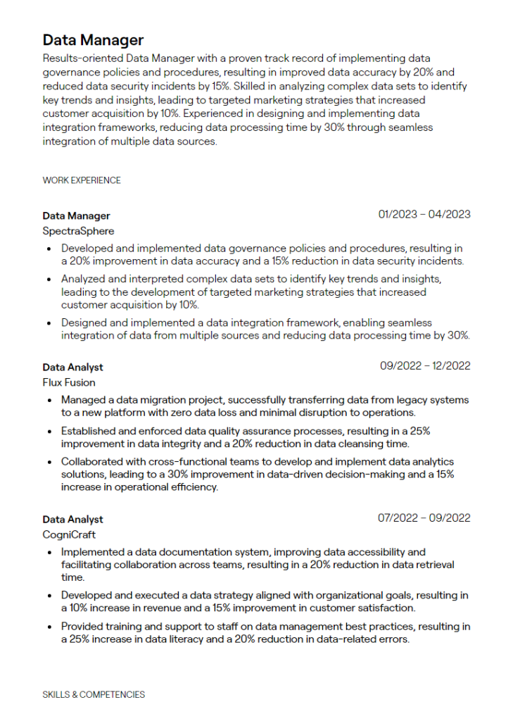 Proven Data Management Manager Seeking Entry-Level to Senior Roles
