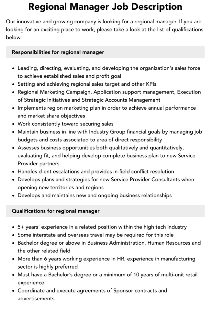 The Ultimate Guide to Becoming a Regional Manager: Job Description and ...