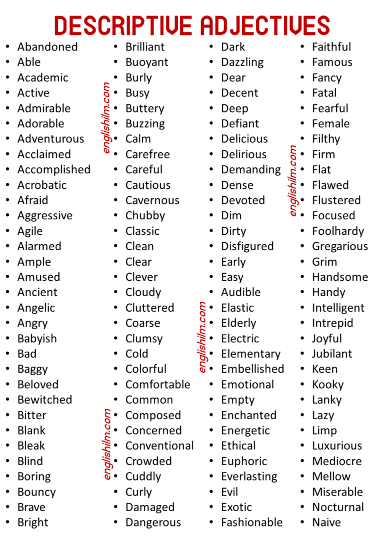 Ultimate List of Zesty and Zealful Descriptive Words